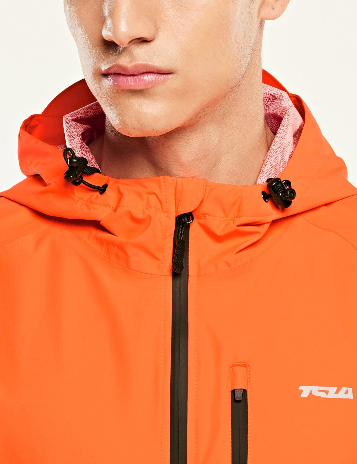 TSLA Men's Cycling Waterproof Jacket, Reflective Hoodie Windbreaker, Packable Bike Rain Jackets with Back Pocket, Cycling Neon Yellow, X-Large