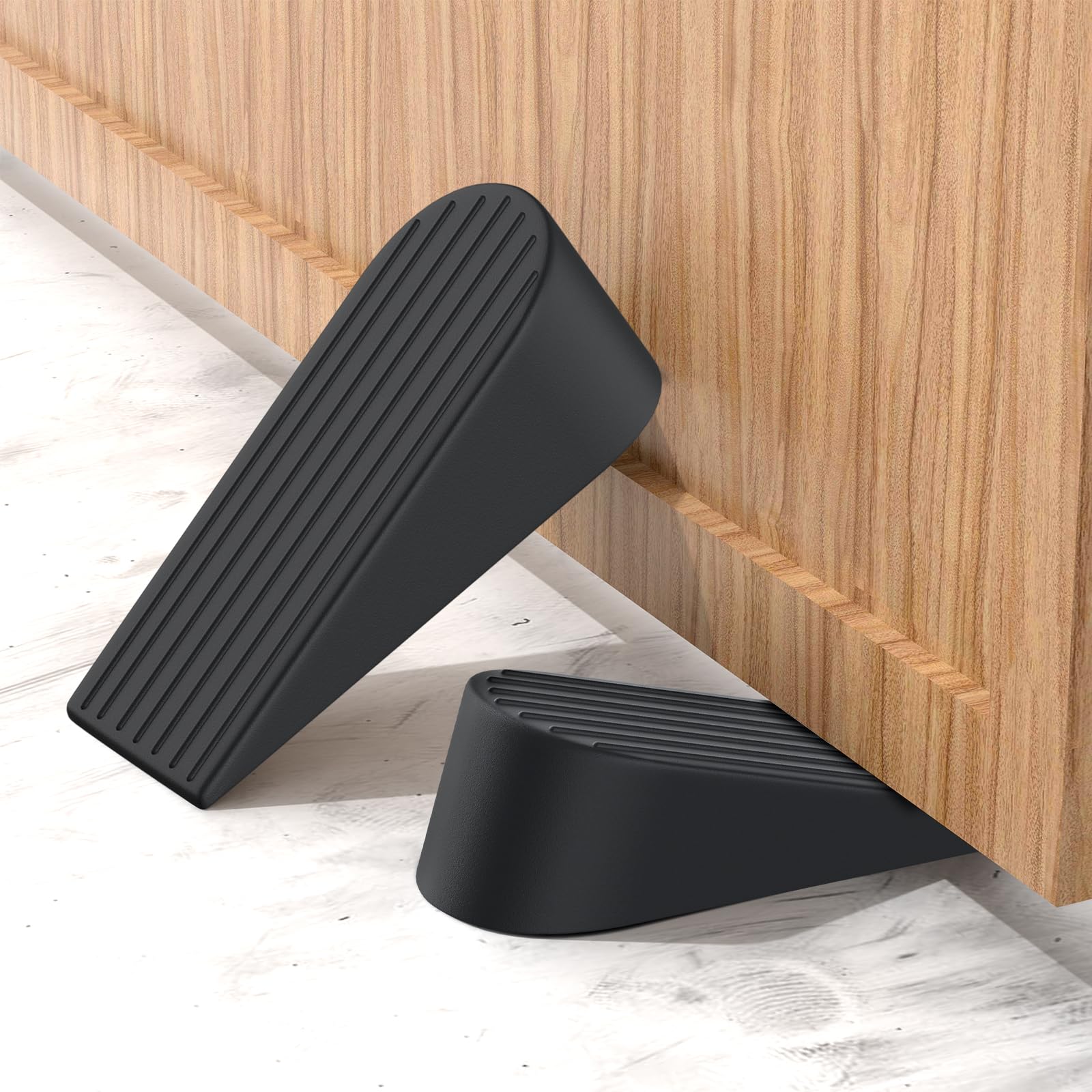 Big Door Stopper, 2 Pack Extra Large Rubber Door Stoppers for Bottom of Door, High 1.9 Inches Rubber Door Stops for All Floor Surfaces, Non-Scratching Doorstops Wedge are Non-Slip&Sustained (2 Pack)