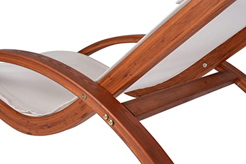Island Umbrella NU6901 Island Retreat Bentwood Breeze Luxury Lounger with Wood Frame, Champagne