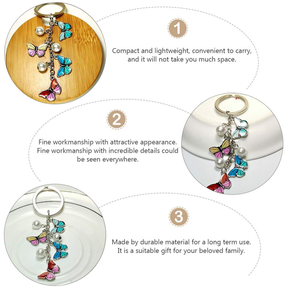 BESPORTBLE 2pcs Butterfly Key Chains Alloy Enamel Butterfly Pearl Keyring Clip Hook Key Charms Pendants for Handbag Purse Car Key Phone Backpack Decor