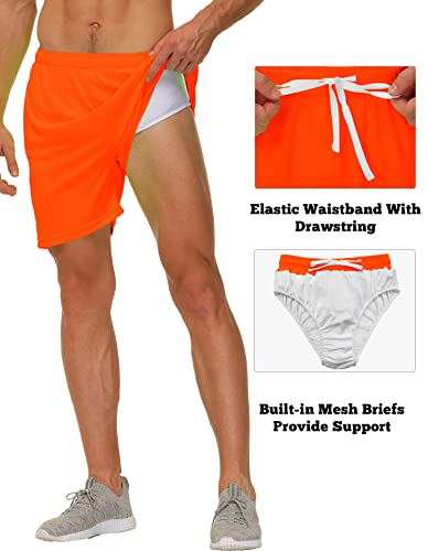 Cakulo Men's 5 Inch Running Tennis Shorts Quick Dry Athletic Workout Active Gym Training Soccer Shorts with Pockets Liner White 2XL