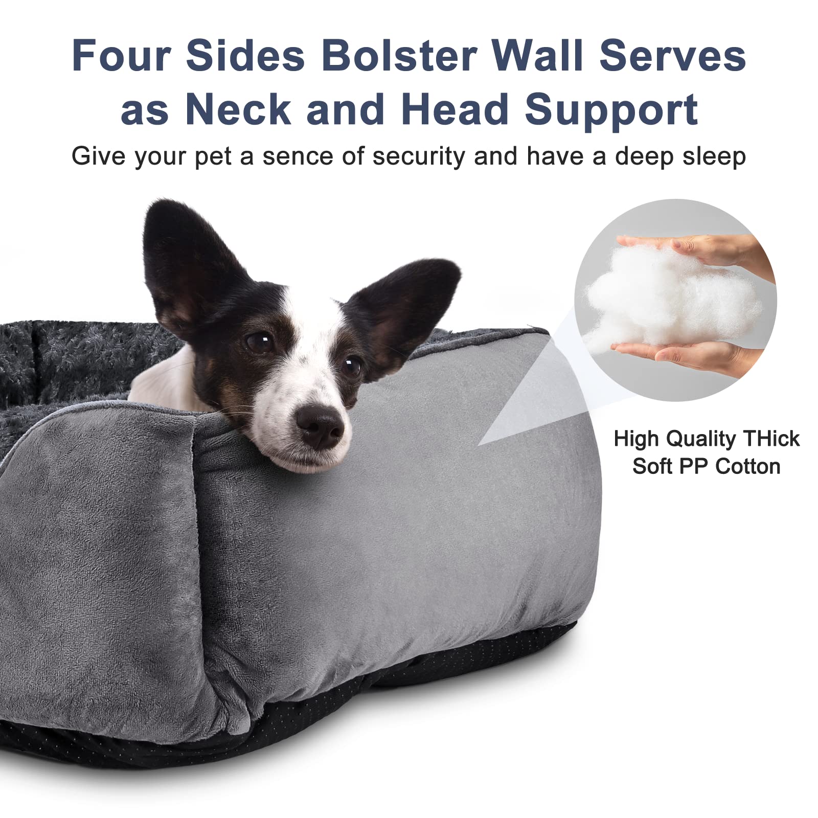 JOEJOY Rectangle Dog Bed for Large Medium Small Dogs Machine Washable Sleeping Dog Sofa Bed Non-Slip Bottom Breathable Soft Puppy Bed Durable Orthopedic Calming Pet Cuddler, Multiple Size, Grey