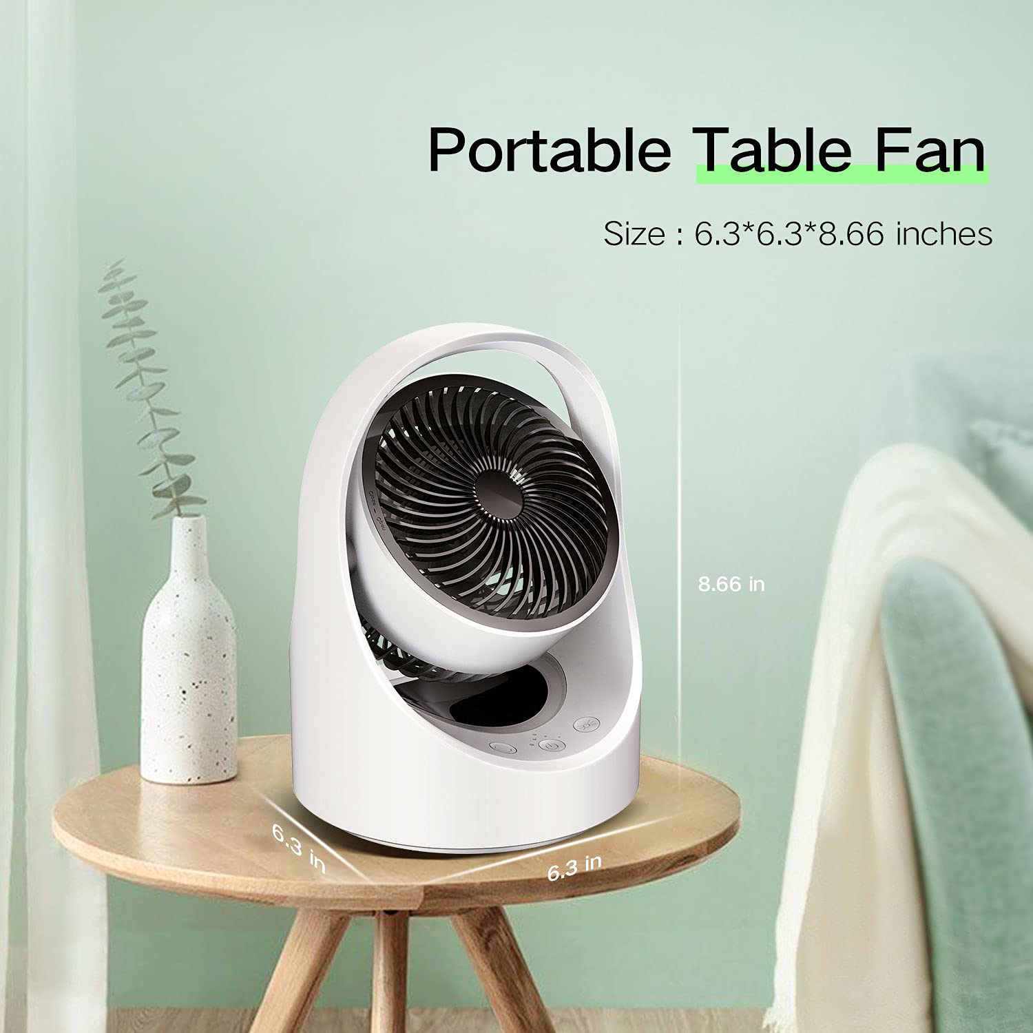NewGod Rechargeable Air Circulator Fan Small Oscillating Desk Fan with LED Light 4 Wind Speeds USB Powered Cordless Quiet Table Fans for Bedroom Office Home(4400mAh) White1