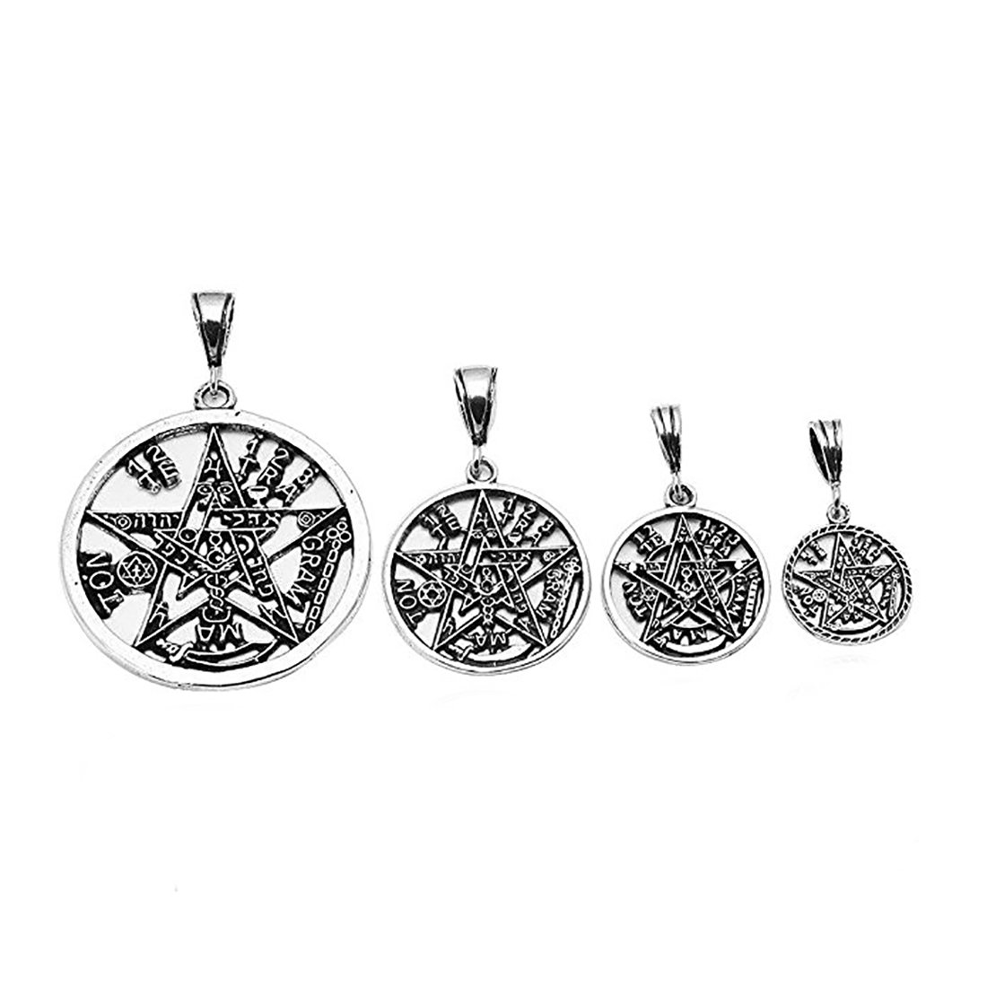 Blue Apple Co. Pentagram Pendant Tetragrammaton Charm Solid Oxidize Design 925 Sterling Silver Religious Pagan Star Shape