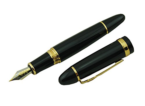 Jinhao 159 Vivid Black Fountain Pen (Gold Trim)