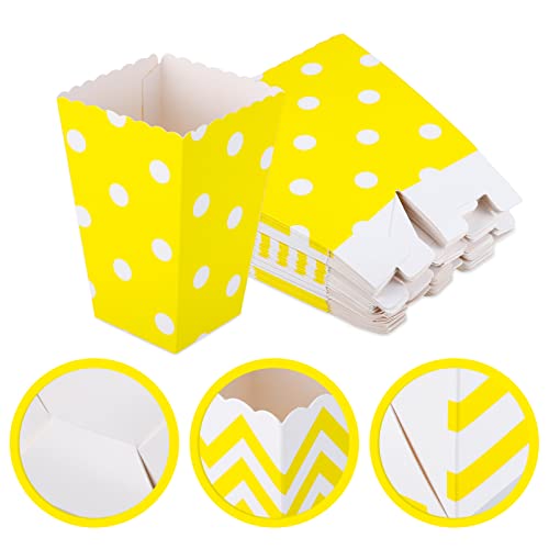 NUOBESTY 48pcs Popcorn Boxes Paper Popcorn Buckets Mini Cardboard Candy Container Gold Foil Chevron Striped Treat Boxes for Popcorn Machine Accessories Birthday Theater Party Favors