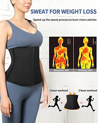Reamphy Waist Trainer Corset Women Workout Trimmer Sweat Sports Girdle Belt Body Shaper (Black,L)
