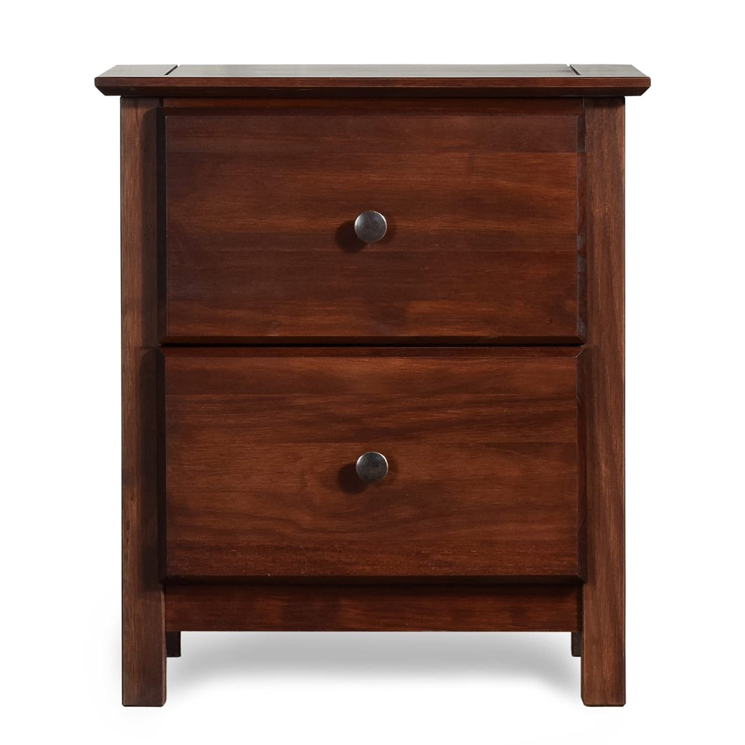 Grain Wood Furniture Shaker 2-Drawer Bedside Nightstand, Solid Wood with Cherry Finish