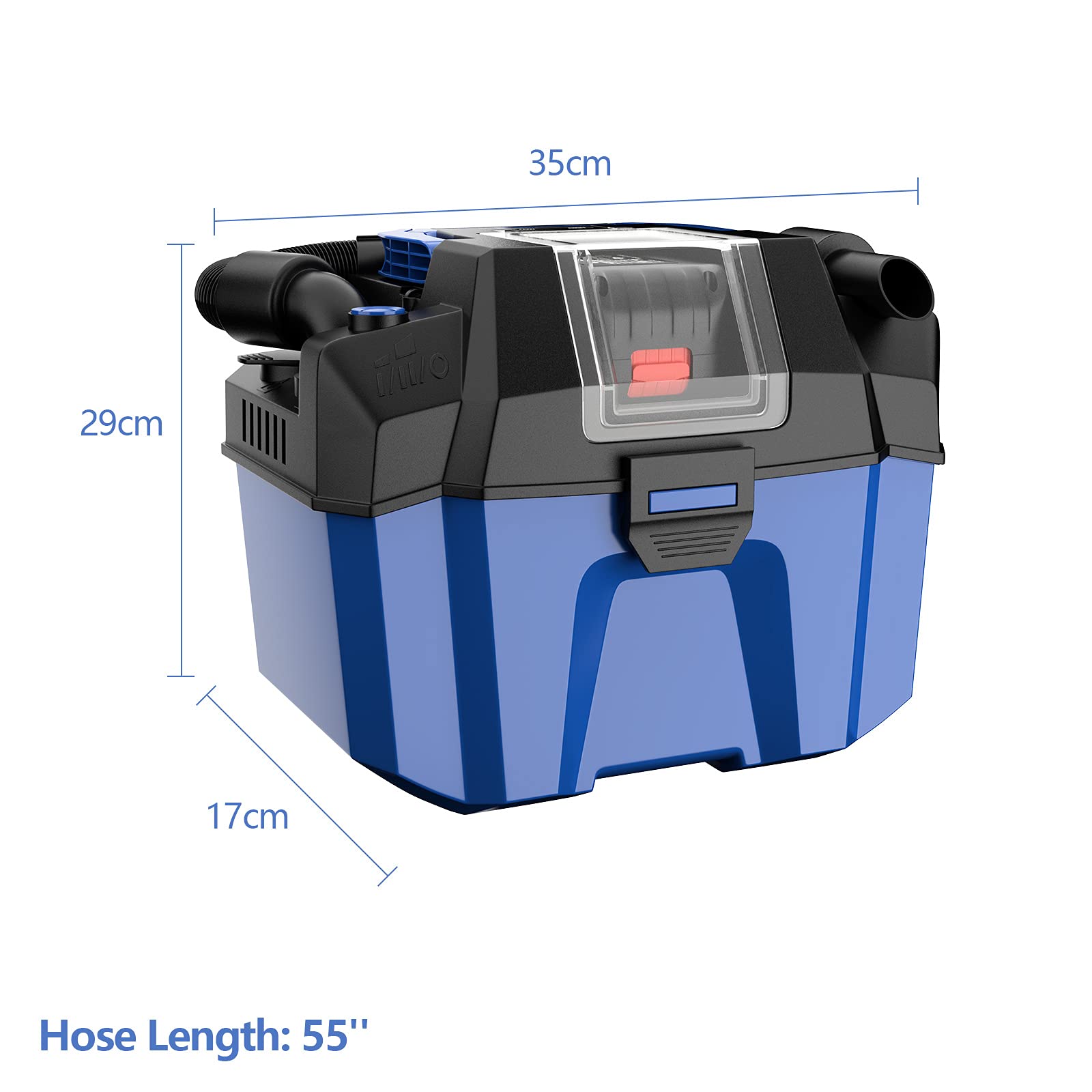 COSTWAY Wet Dry Vacuum Cleaner, 4 Peak HP 2.7 Gallon CRA Vacuum with Blower, Attachement, Rechargeable Battery, Portable Shop Vacuum Cleaner for Workshop, Car, Garage, Home (Blue)