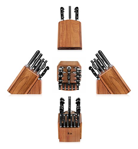 Cangshan TV2 Series 1023053 Swedish 14C28N Steel Forged 17-Piece Knife Block Set, Acacia