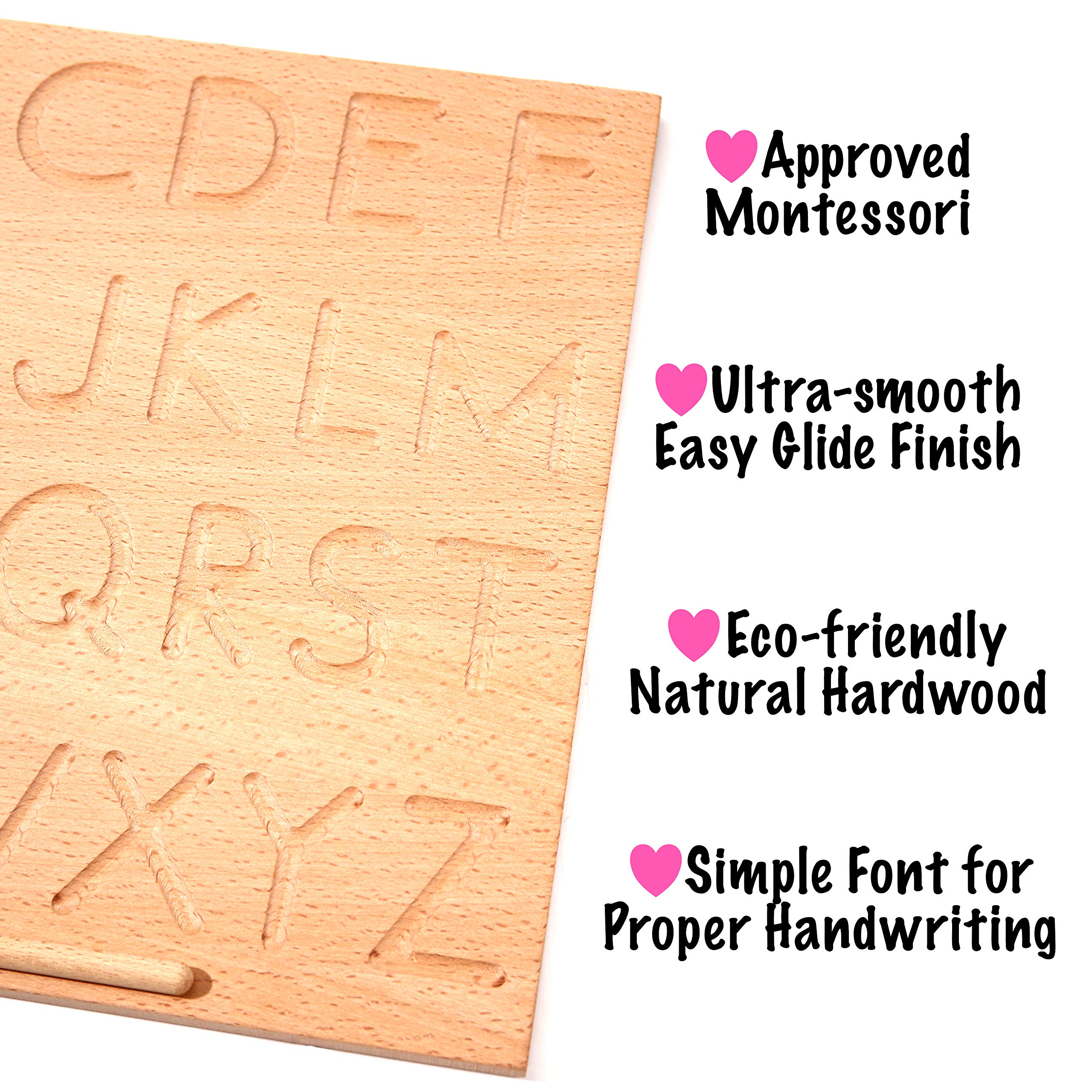 Montessori Mama Alphabet Tracing Board | Learn to Write Letter Boards | Educational Toys Preschool Learning | Reversible Wooden Letters Alphabet Toys