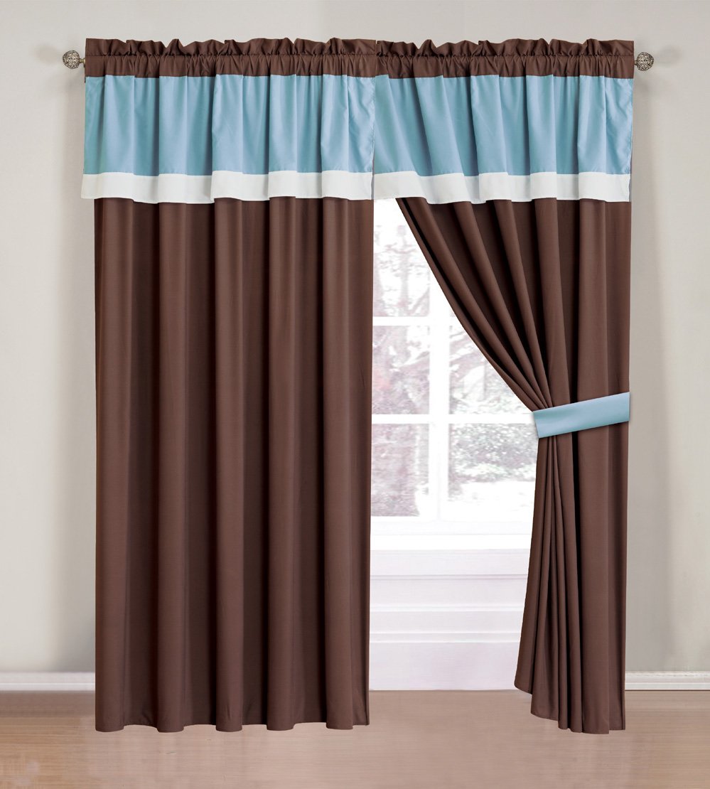 Grand Linen 3-Piece Light Blue/Brown/White Color Block Duvet Cover Set, King Size Includes 1 Cover and 2 Shams - Brushed Microfiber - Luxury, Ultra Soft and Durable