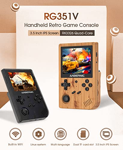 RG351V Handheld Game Console 64G TF Card, Open Source System with WiFi Online Sparring 2500 Classic Games Support PSP / PS1 / N64 / NDS 3.5inch IPS Screen Retro Game Console