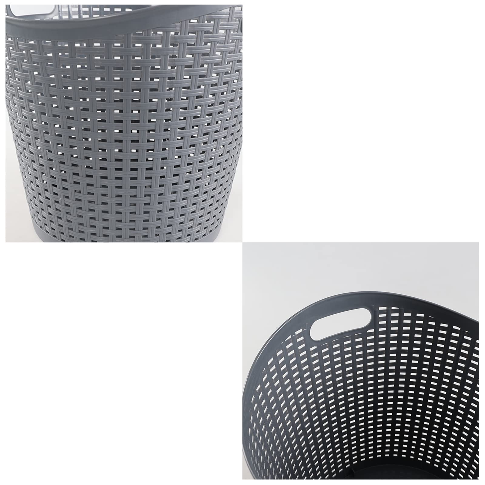 Gainhope 6 Pack 30 L Plastic Large Storage Basket, Laundry Basket with Cutout Handles, Plastic Laundry Hamper, Gray