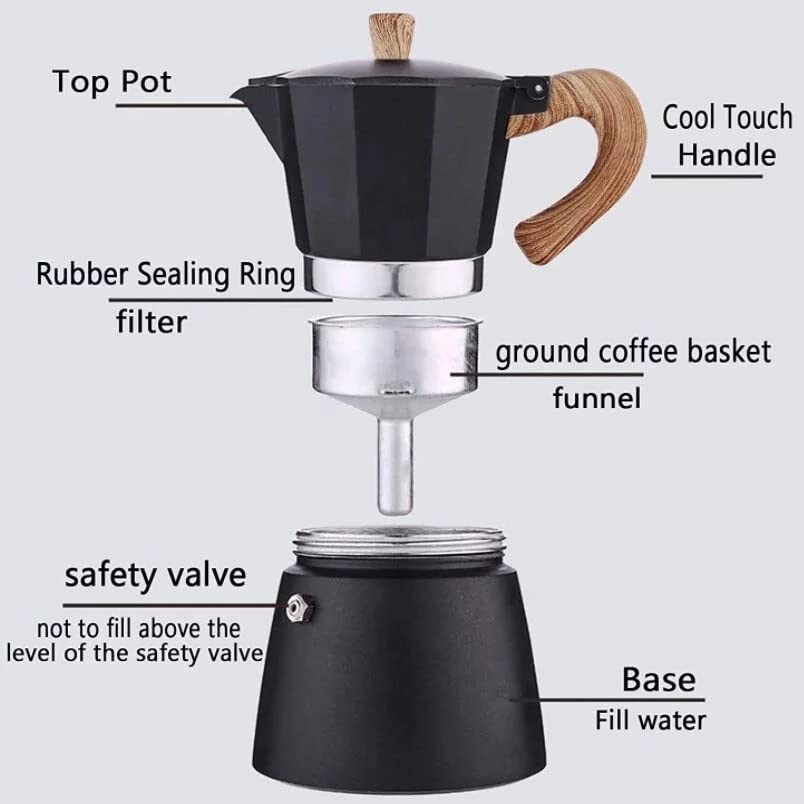 Cafecito Espresso Coffee Moka Pot | 6 Espresso Cup Moka Pot - 10 oz Manual Cuban Coffee Percolator | Italian Espresso Greca Coffee Maker | Stovetop Espresso Maker | Cafetera Cubana