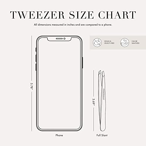 Tweezerman Stainless Steel Slanted Point Tweezer - Eyebrow Precision Tweezers, Facial And Ingrown Hair Removal (Classic Stainless)