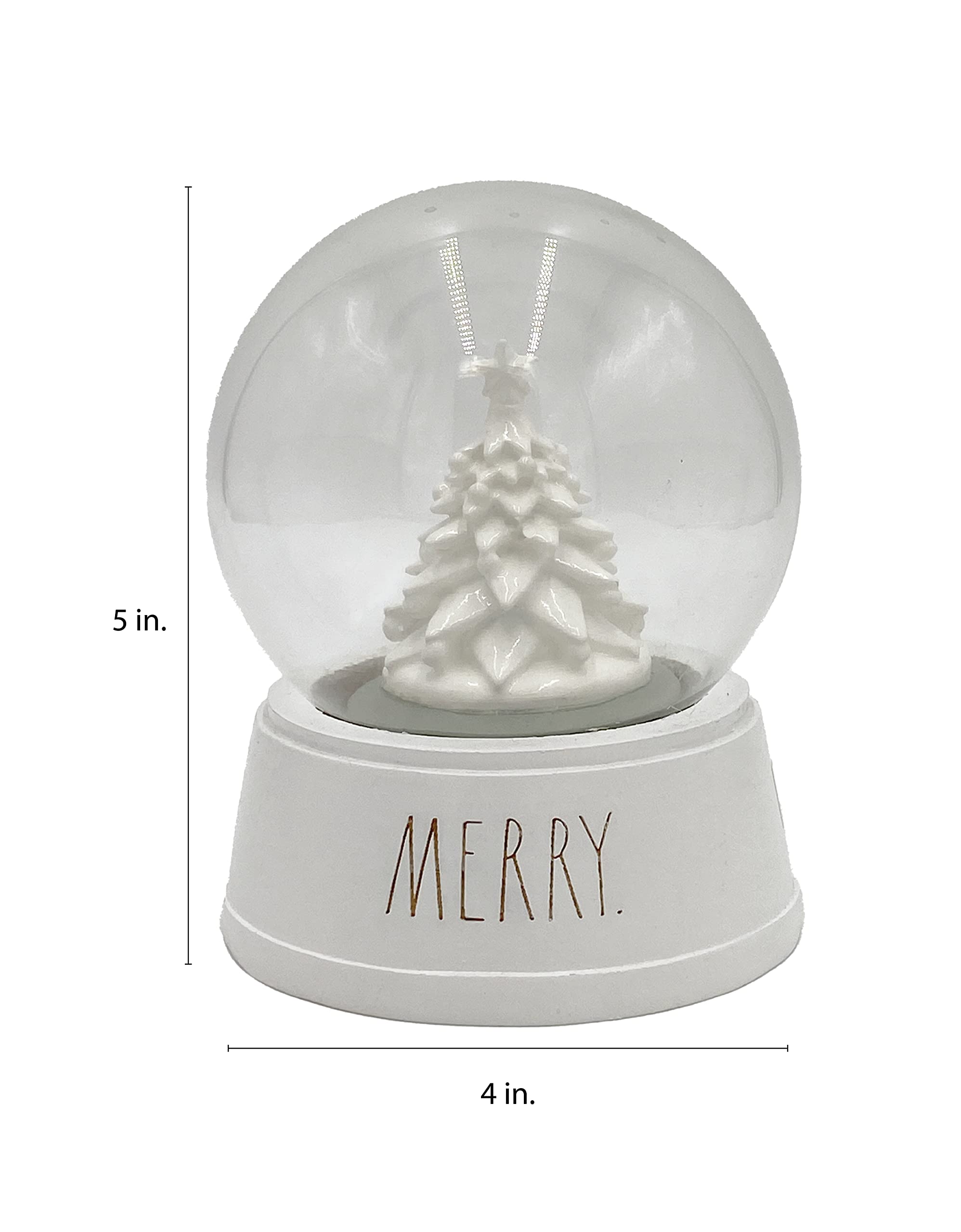 Rae Dunn Snow Globe - Christmas Snow Globes, Winter Holiday Decorations - Beautiful Clear Glass Snowglobe with Sturdy Base - Decorative Xmas Collectibles, Figurines, Merchandise, Souvenirs, Decor