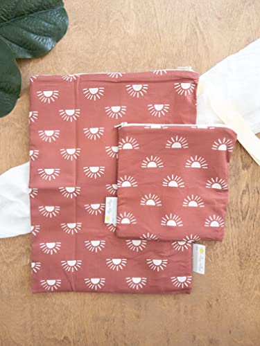 Itzy Ritzy Sealed Wet Bag with Handle – Wet Bag for Travel, Swimsuits, Cloth Diapers, Gym Clothes & Toiletries - Washable & Reusable w/Water Resistant Lining - Measures 11” x 14” (Terracotta Sunrise)