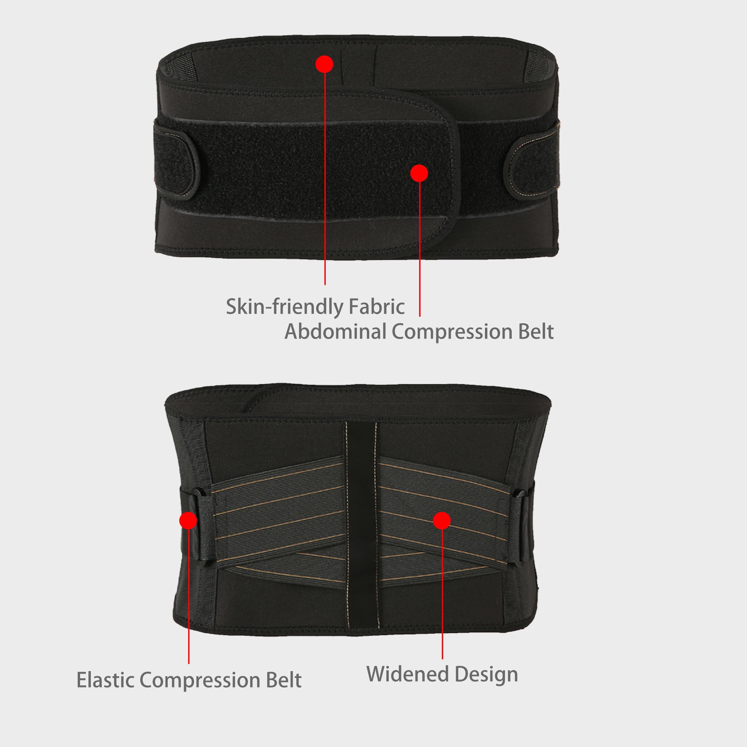 Back Brace Compression Lumbar Belt for Women Men to Support Lower Back, Widened Design to Relieve Back Pressure Pain and Protect Lumbar from Injury for Sports