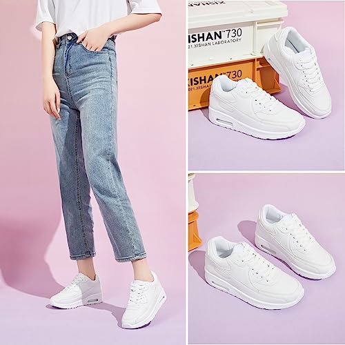 Iarus Women’s Walking Shoes White Running Sneakers Comfortable Fashion Tennis Shoes for Womens(white08)