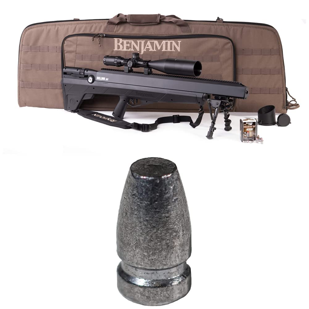 Benjamin BPBD3KA Bulldog .357 PCP Hunting Rifle with Reversible Sidelever Bolt Action, Sportsman's Packgage, Black & Benjamin .357-Caliber 147-Grain Flat Point Pellets B357147, 100-Count