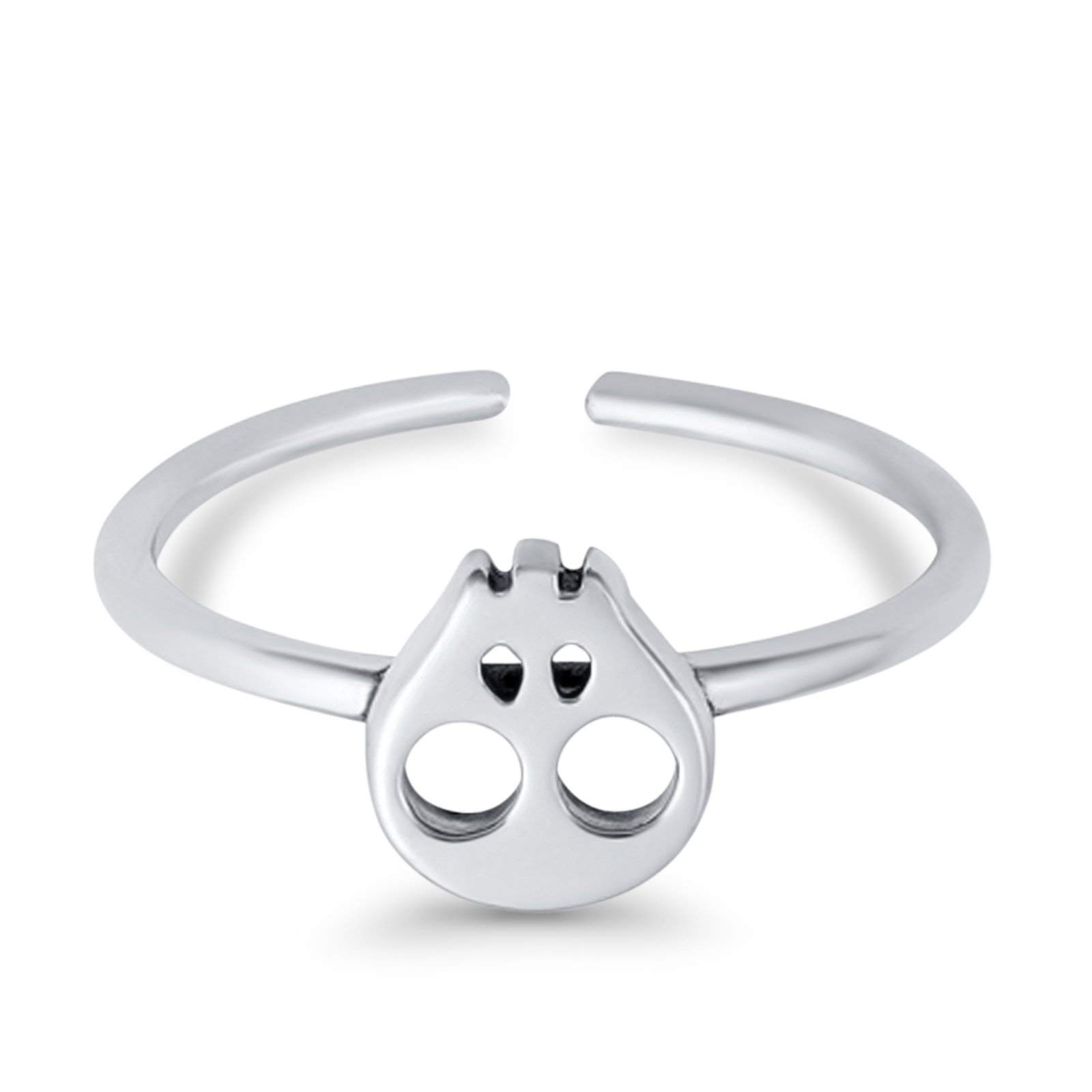 Blue Apple Co. Sterling Silver Skull Toe Ring Adjustable Band 925 Sterling Silver