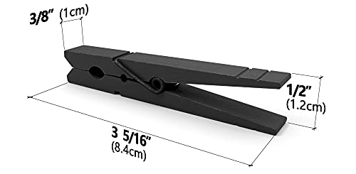 LWR CRAFTS Wooden Large Clothespins 3-5/16" 8.4cm 30 Pieces Per Pack (Black)