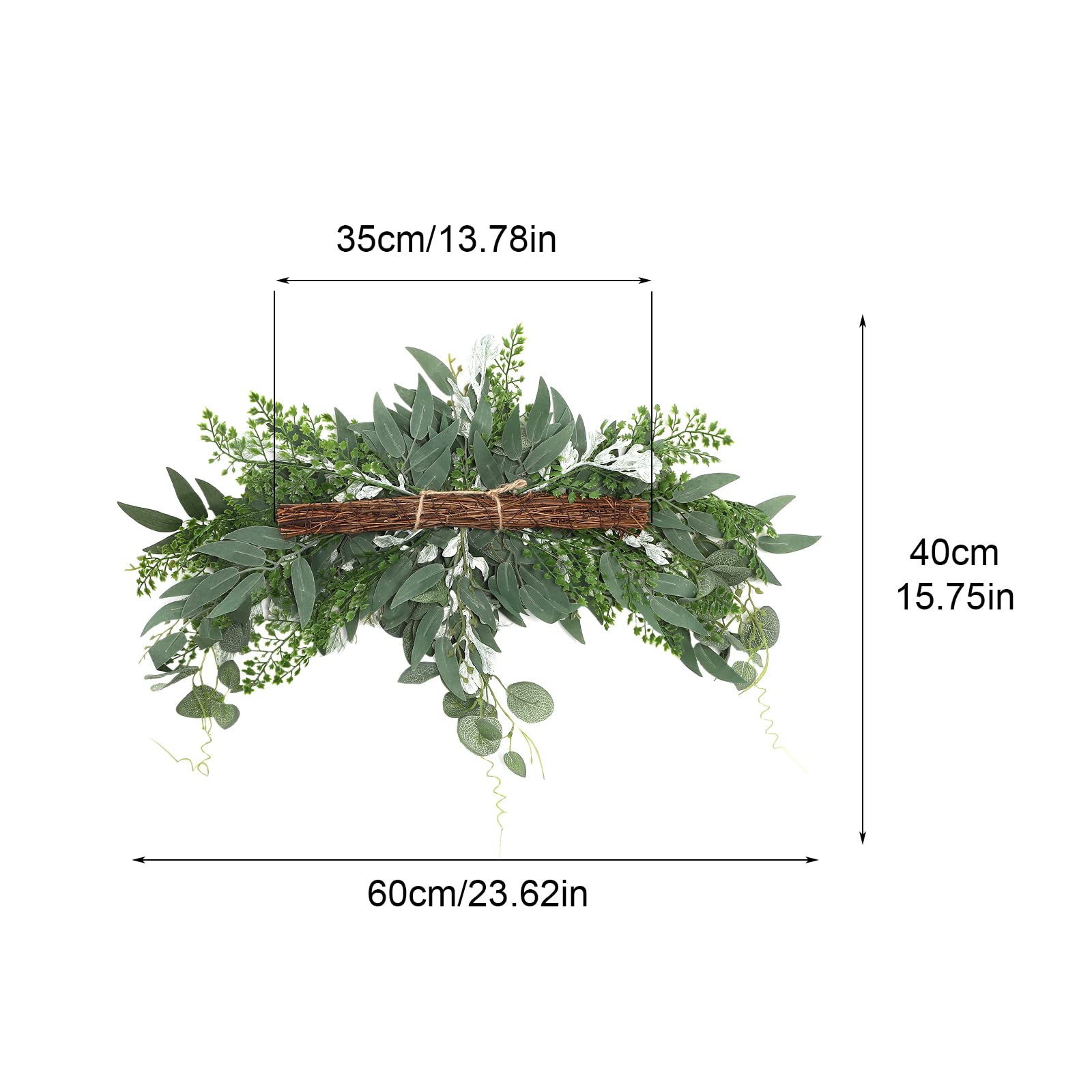 MOOVGTP Artificial Eucalyptus Floral Swag, 23.6in Artificial Mixed Eucalyptus Leaves Swag Wedding Arch Flowers Front Door Decorative Swags for Wedding Arch Home Garden Decor