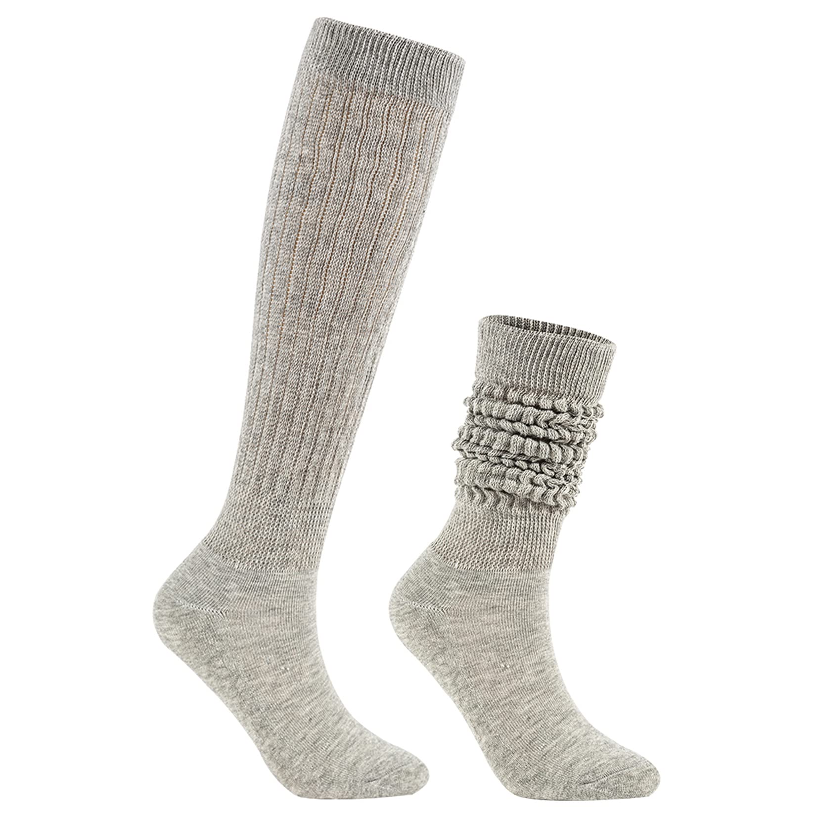 Century Star Crew Socks for Women Long Socks for Women Scrunchie Socks Super Soft Knee High Socks Womens Slouch Socks Knit Boot Socks Long Tube Socks Gray One Size