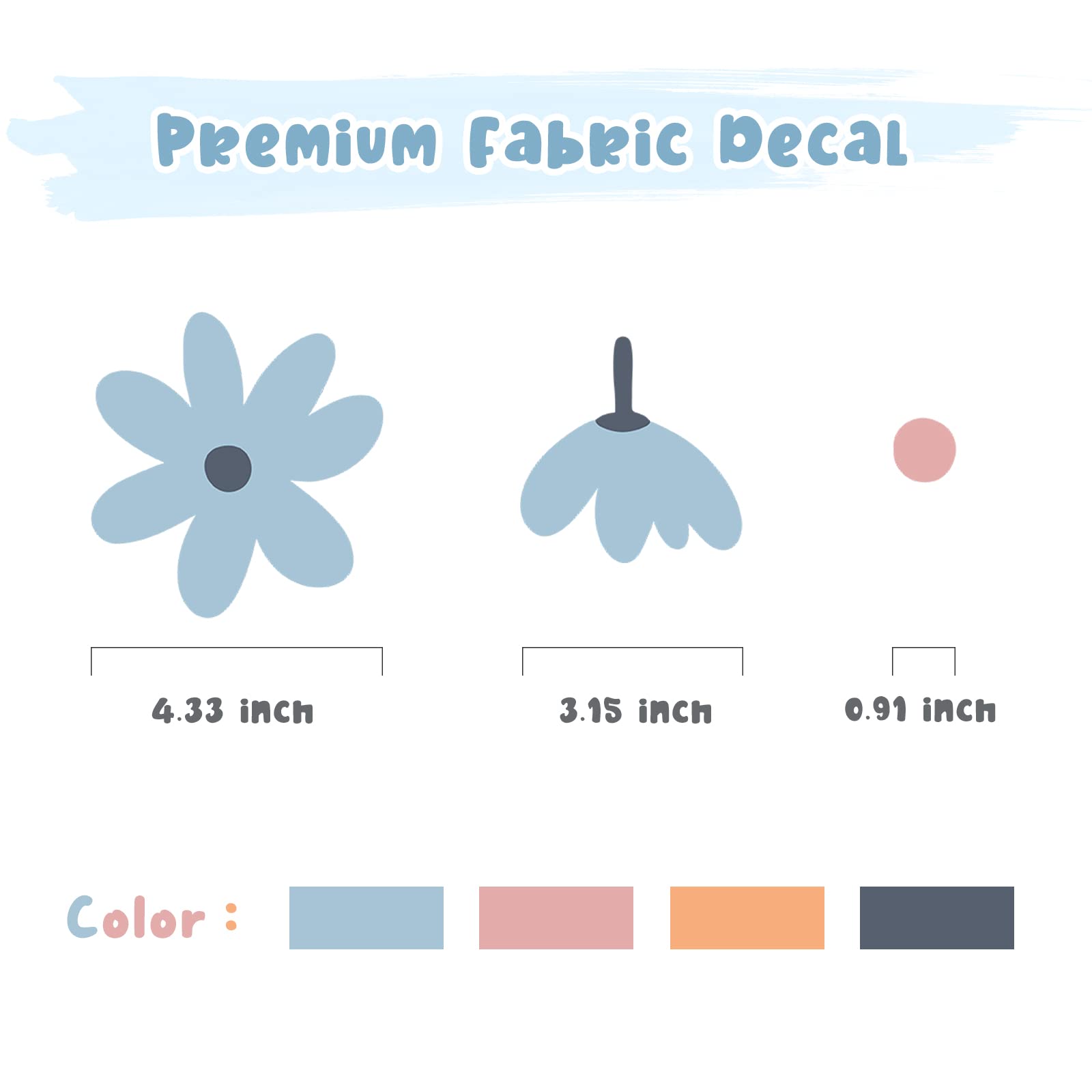 Daisy Wall Decals,Flower and Dots Retro Decor for Bedroom, Nursery, Kids’ Room(2)