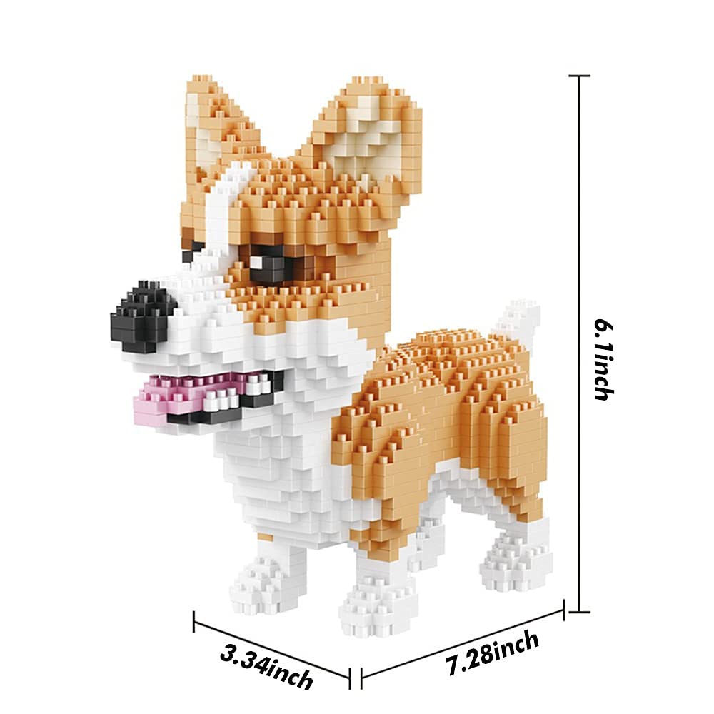 Uvini Building Blocks Pets, Bricks Corgi, Micro Bricks Dog Animal Building Toy Bricks Dog for Kids 10,11, 12, 13, 14, Teens or Adult, 1380 Pieces