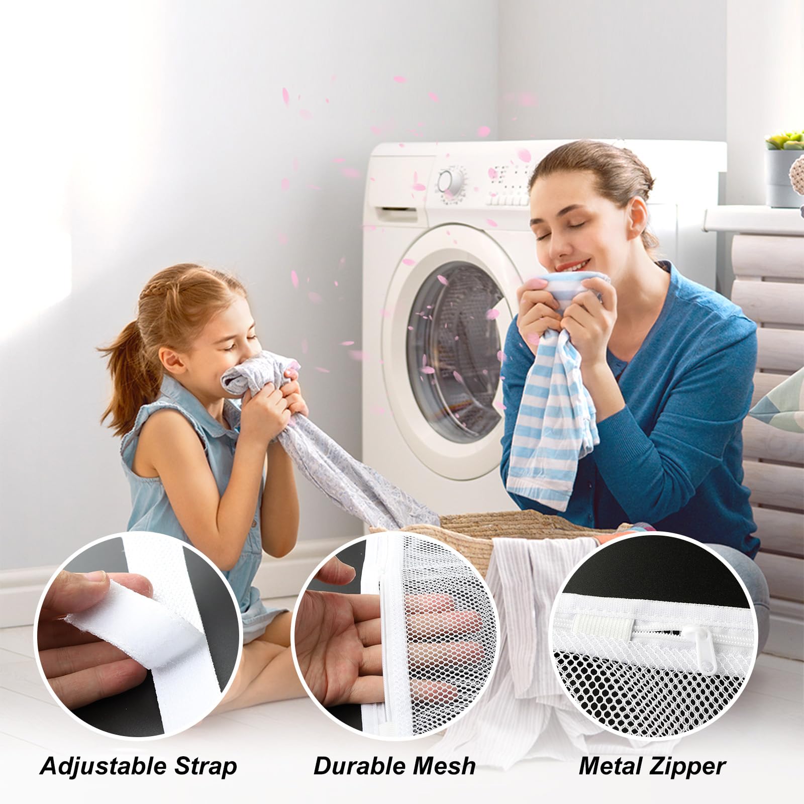 DAJISI Shoe Washing Machine Bag, Large 15.7inch Mesh Laundry Bag for Shoe Reusable Sneaker Cleaning Bag with Adjustable Strap for Shoes Clothes Washer & Dryer (White)
