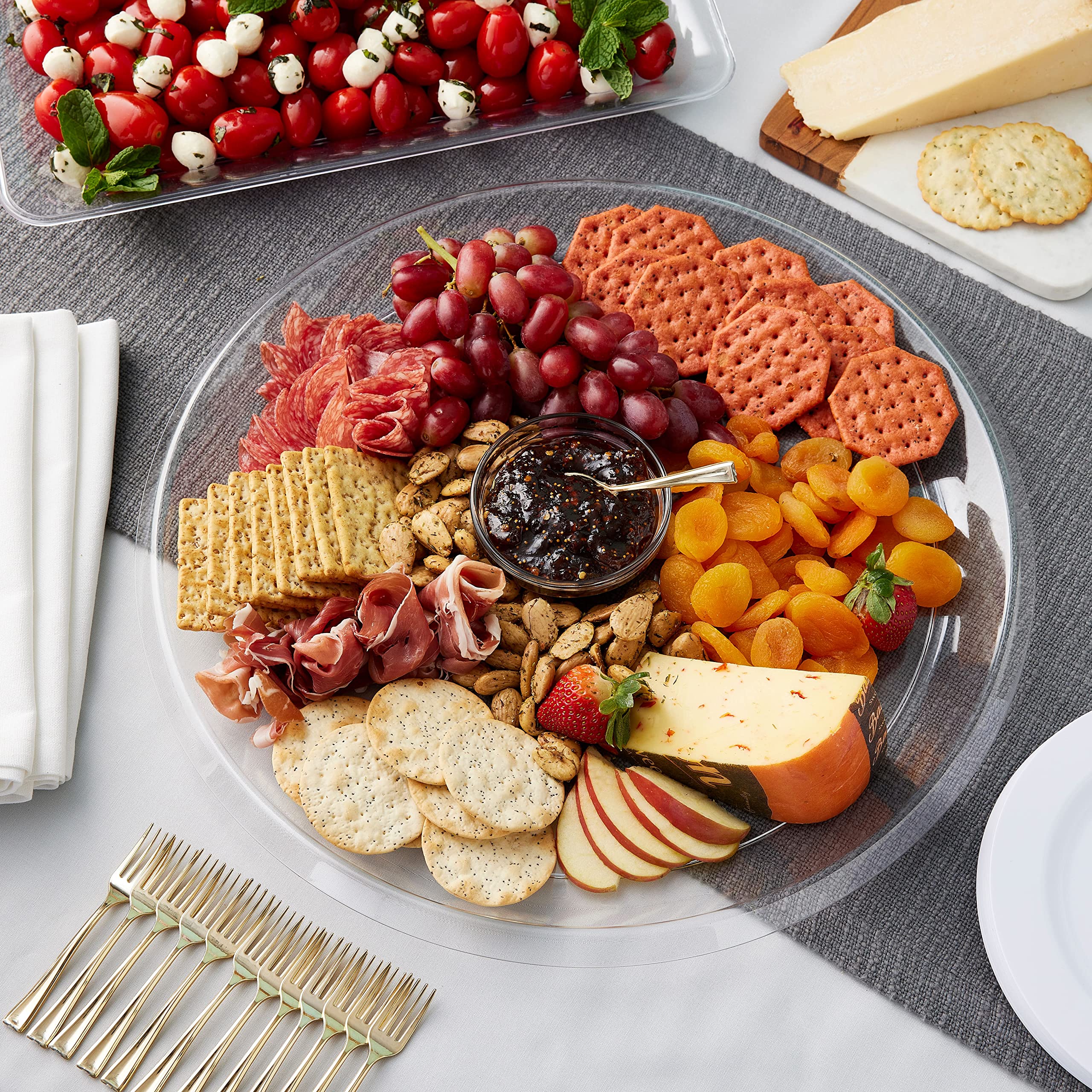 Celebrate It 16” Clear Round Platter Serving Platter for Birthdays, Weddings, Parties, and Baby Showers - Bulk 12 Pack