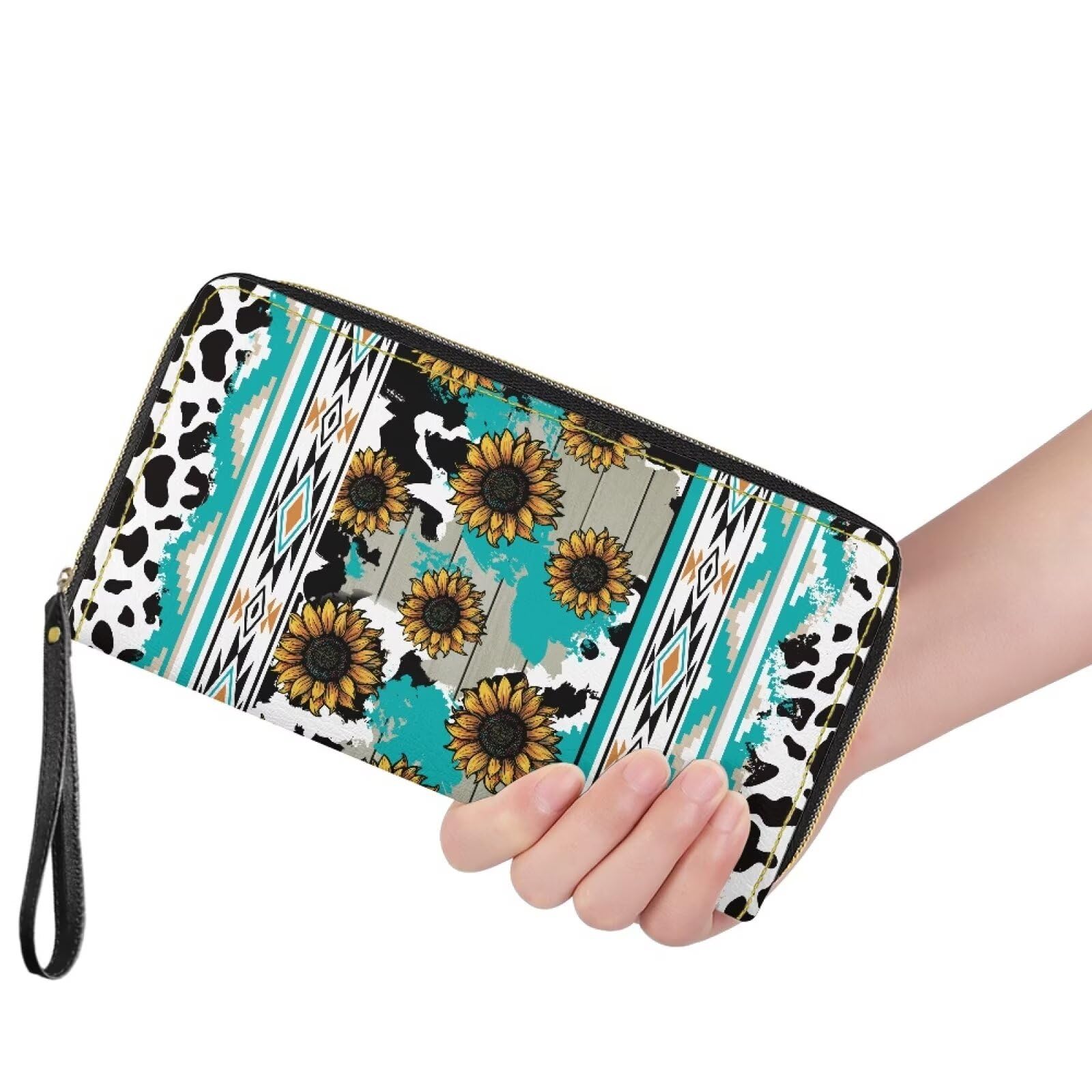SCRAWLGOD Cartoon Mushroom Gift for Women's Wristlet Wallet RFID Blocking Purse Leather Card Holder Clutch Wristlet