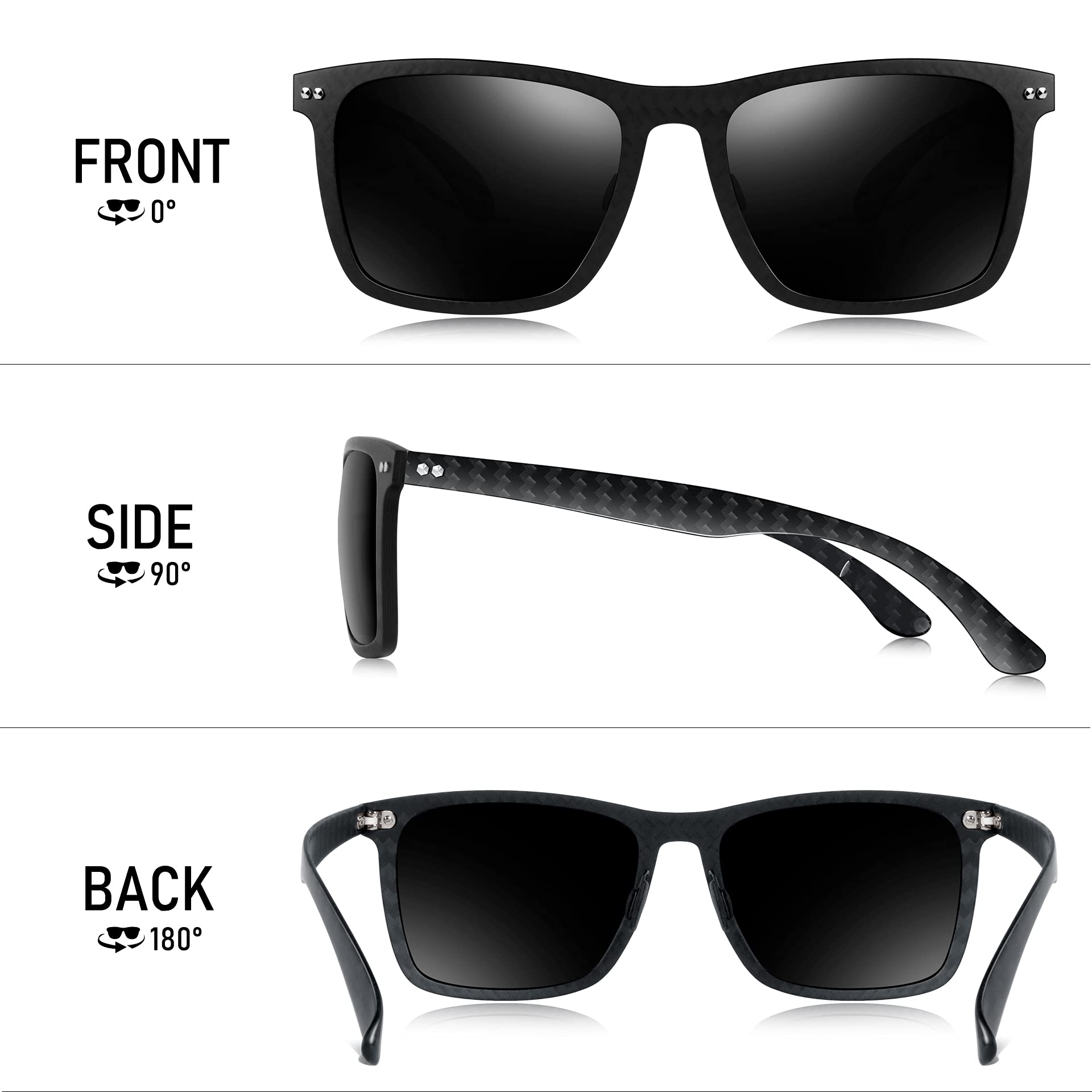 Bircen Polarized Sunglasses for Men UV Protection Carbon Fiber Mens Sunglasses For Driving Fishing