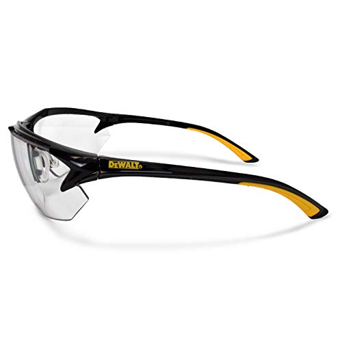 DEWALT DPG106 Spector In-Viz Bifocal Safety Glass - Black/Yellow Frame - Clear Lens - 2.5 Diopter, DPG106-125D
