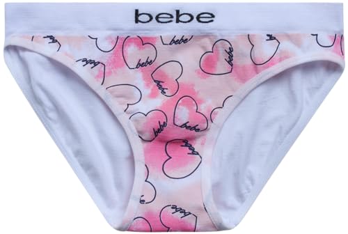 bebe Girls' Underwear Set - Seamless Cami Training Bra and Matching Panties (8 Piece), Size Medium, Tie Dye Hearts