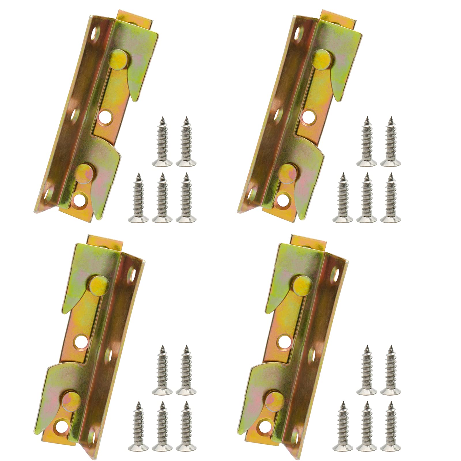 BokWin 4 Sets No Mortise Bed Rail Fittings Wooden Bed Frame Connectors Metal Bed Rail Fasteners