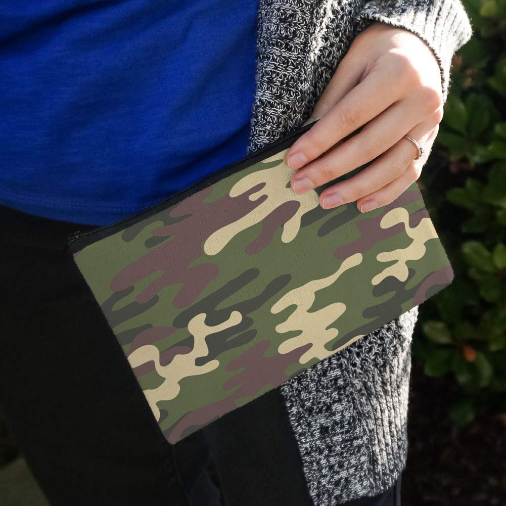 Green Camouflage Pencil Pen Organizer Zipper Pouch Case