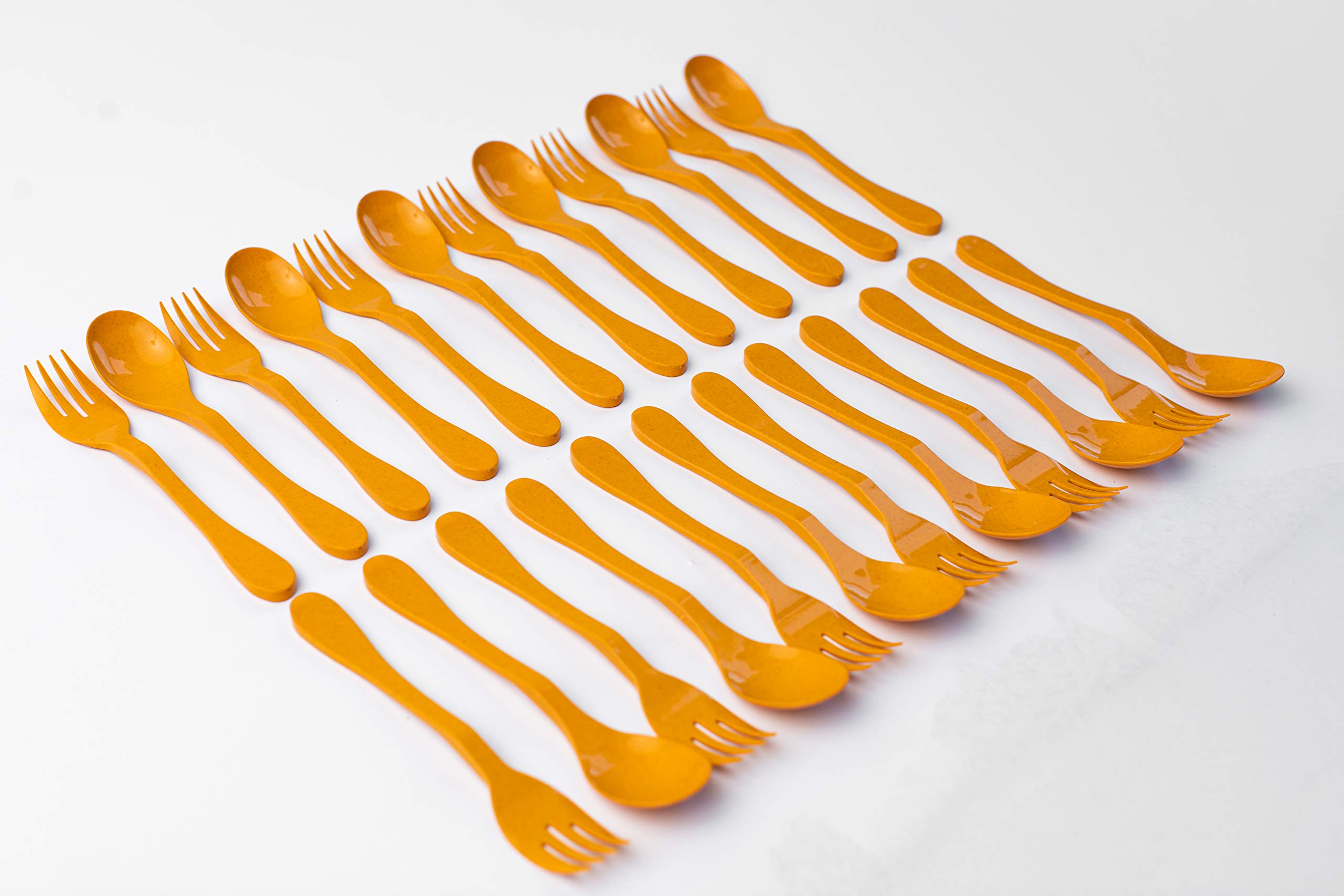 Knork Eco Plant Based 24 Pack Reusable Bamboo Flatware Set (Orange)