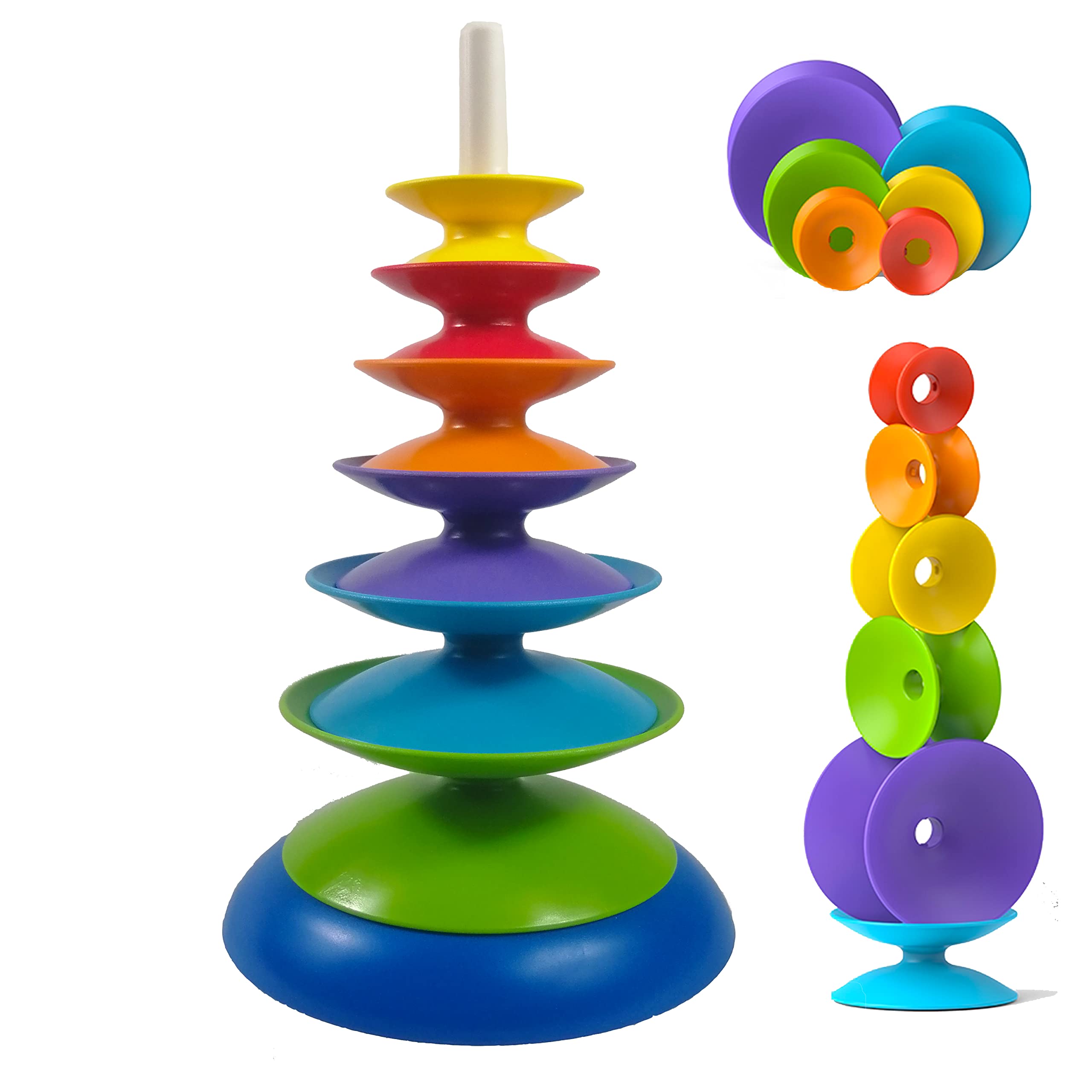 Rainbow Spinning Wheel Toy - Kids Stackable Spinning Toy for Kids, Spinning Toy,Stacking Toy for Babies and Toddlers, Brain Early Learning Toys, Interactive Learning Stacking Toys