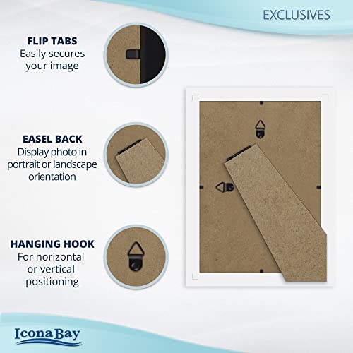 Icona Bay 5x7 White Picture Frame, Sturdy Wood Composite Photo Frame 5 x 7, Sleek Design, Table Top or Wall Mount, Exclusives Collection