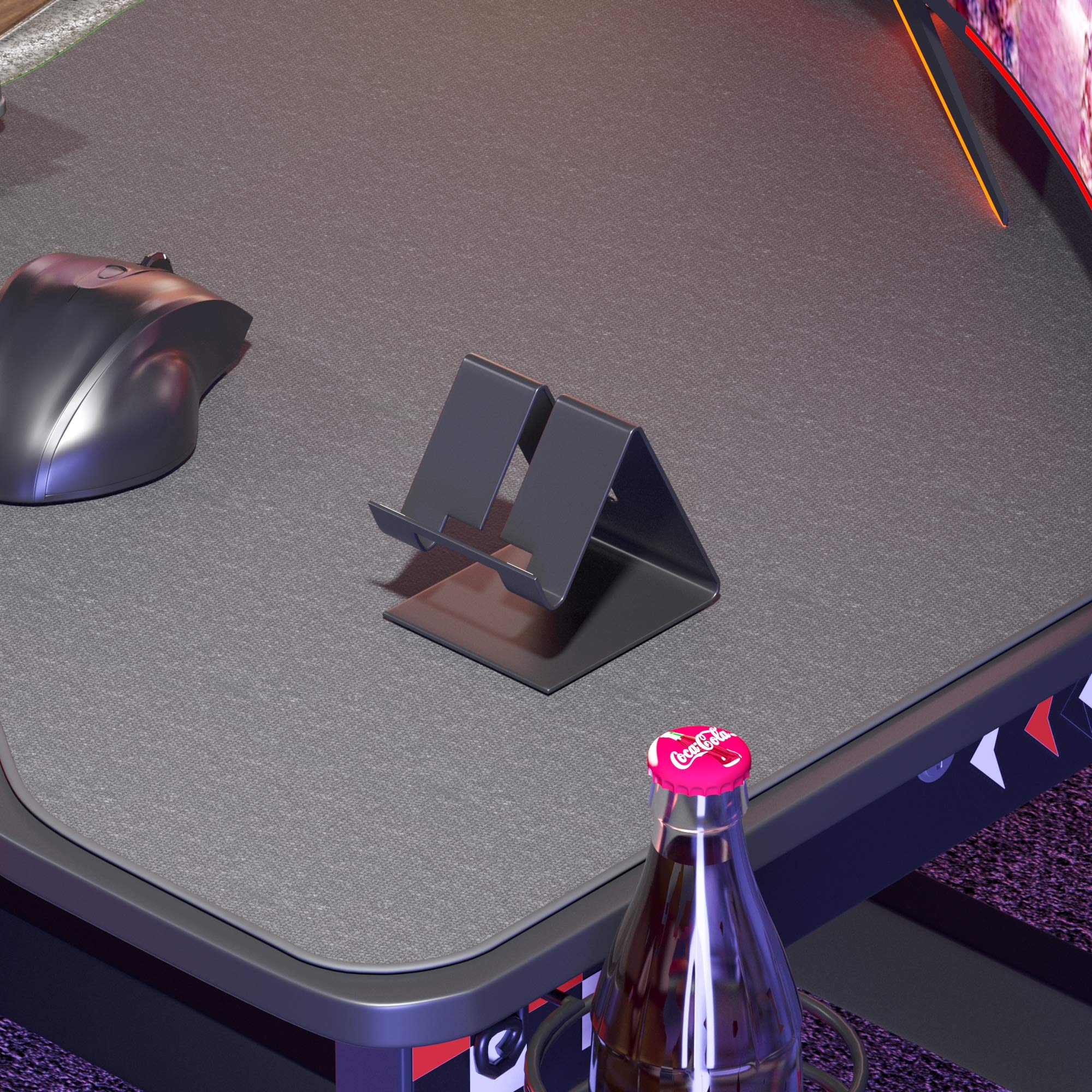 BOJOY Gaming Desk 47 inch PC Computer Desk, Home Office Desk Gaming Table K Shaped Gamer Workstation with Full Mouse Pad and Cell Phone Stands, Black
