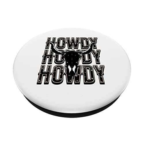 Cow Bull Skull Howdy Cowboy Cowgirl Western Country Music PopSockets Swappable PopGrip