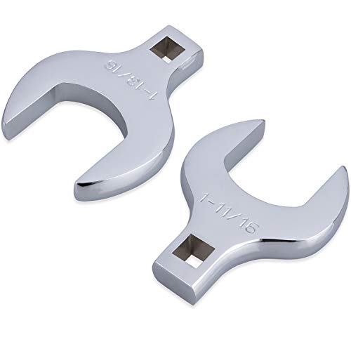 EFFICERE 14-Piece Premium 1/2" Drive Jumbo Crowfoot Wrench Set | Include Standard SAE Sizes from 1-1/16" to 2" with Storage Tray | Chrome Vanadium Steel and Mirror Chrome Finish