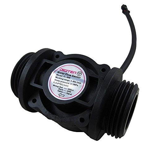 DIGITEN LCD Display Water Flow Control Meter Liquid Quantitative Controller + G1" Water Flow Hall Effect Sensor Flow Meter Flowmeter Counter 1-60L/min + DC 12V Power Adapter