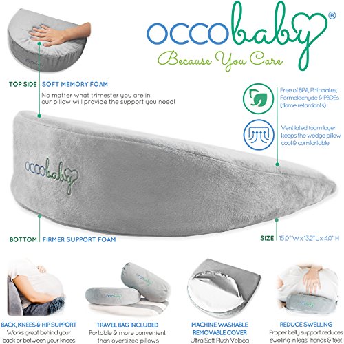 OCCObaby Pregnancy Wedge Pillow for Sleeping | Small Wedge Pillow for Travel for Back Support | Wedge Pillow for Side Sleeping | Belly Wedge Pillow
