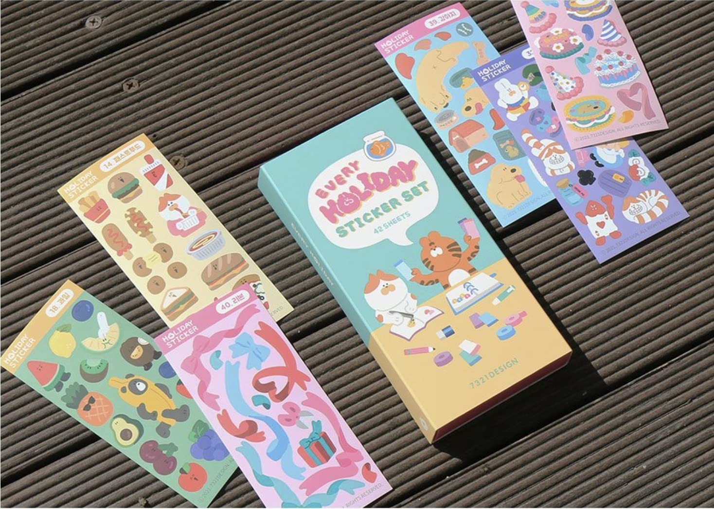 Cute Essential Kawaii Korean Removable Aesthetic Stationery BULK Sticker Pack - 42 Sheets (Total 650+) & 1 dalgaru cloud sticker sheet for polco, toploader, photocards, planners, diaries, journals, scrapbooks / gift for for girls, women, college, school