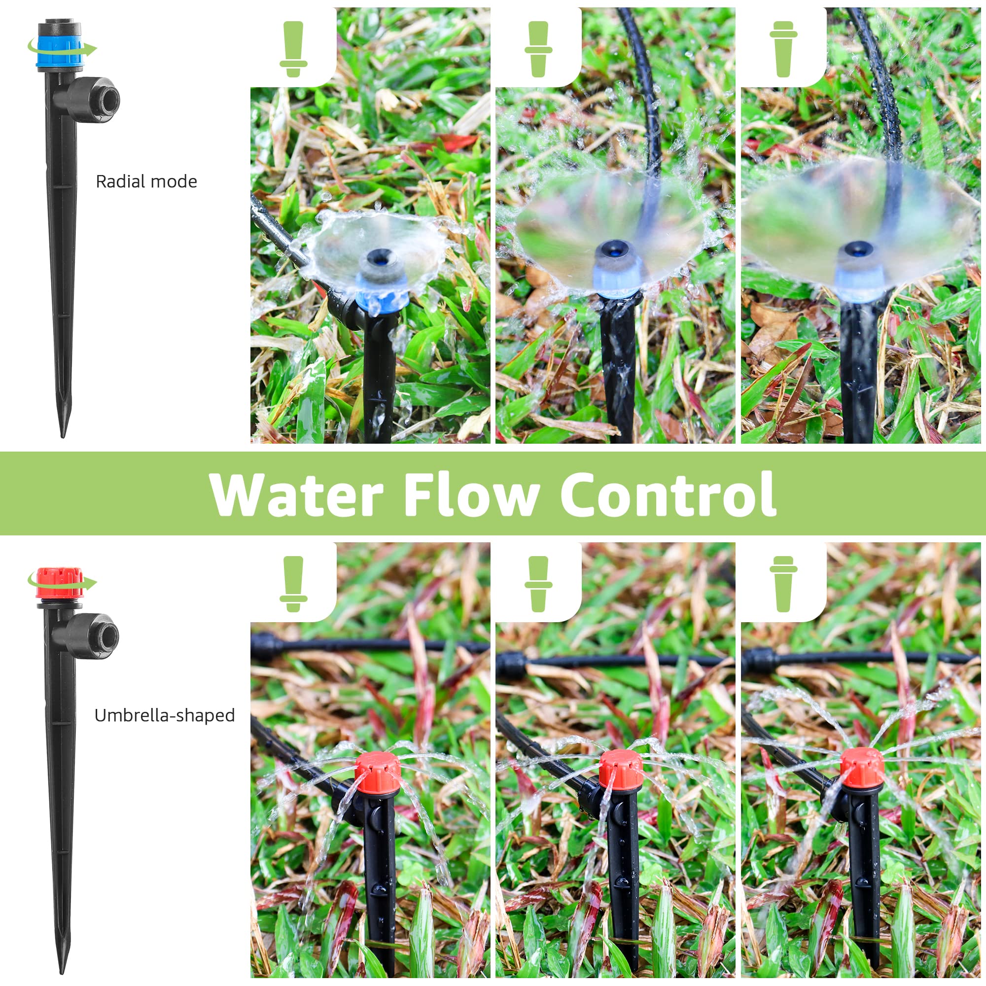 Bonviee 100FT Drip Irrigation Kit, Quick-Connect Garden Watering System for Outdoor Plants with 1/4 inch Blank Tubing Adjustable Emitters Sprinkler for Raised Bed Lawn Greenhouse Flower Pot