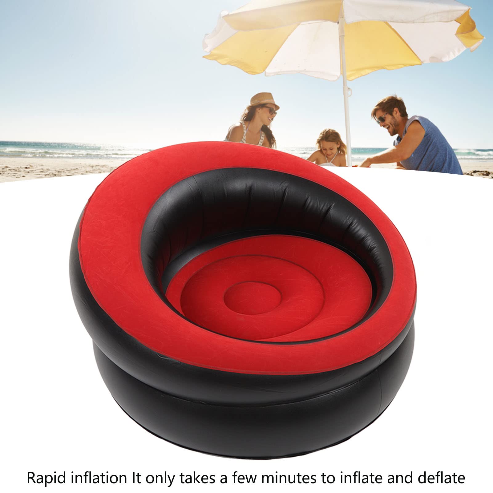 EVTSCAN Inflatable Plush Sofa - Minimalist and Versatile Couch Flocking Air Sofa Simple Inflatable Chair for Indoor and Outdoor Use(A)